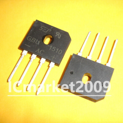 10 PCS GBU1510 SIP-4 GBU 1510 15.0 AMP Glass Passivated Bridge ...