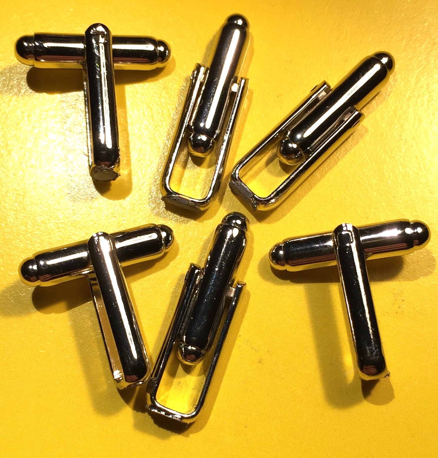 Lot of 6 Cuff Links Backs Findings NICKEL PLATED Silver Tone Bullet ...