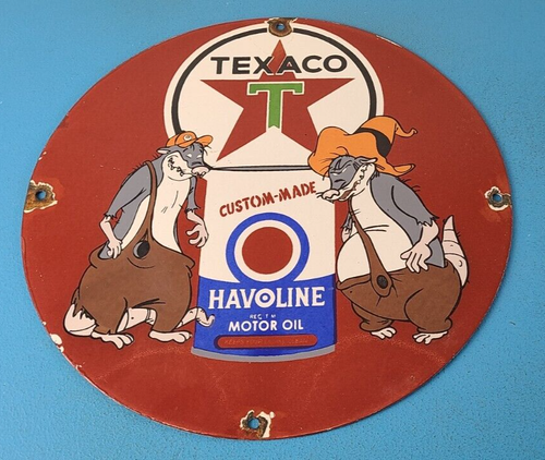 Vintage Texaco Gasoline Sign - Gas Pump Plate Porcelain Havoline ...