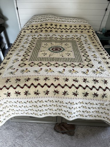 Judi Boisson Roosters quilt -large 96” X 88” Vintage 1994. | eBay