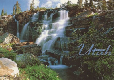 UTAH State Waterfall Postcard - Waterfall in the High Uinta Wilderness ...