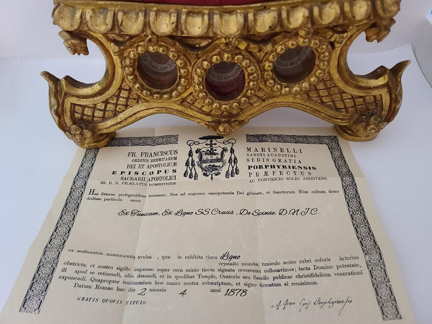 Reliquary Relic of Jesus, ex Tunicam, ex ligno SS Crucis, De Spinae D.N ...