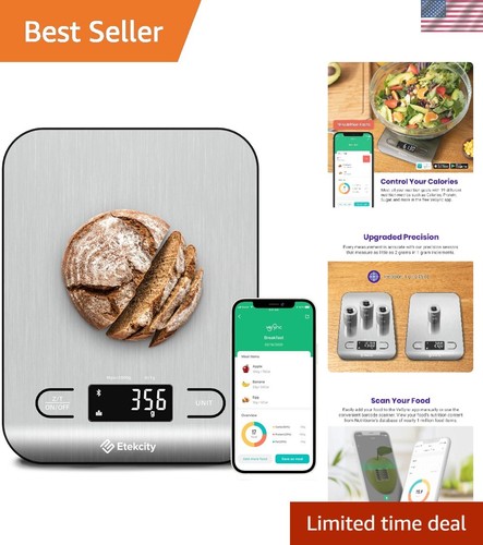 Smart Bluetooth Nutrition Scale - Large Stainless Steel Kitchen Scale ...