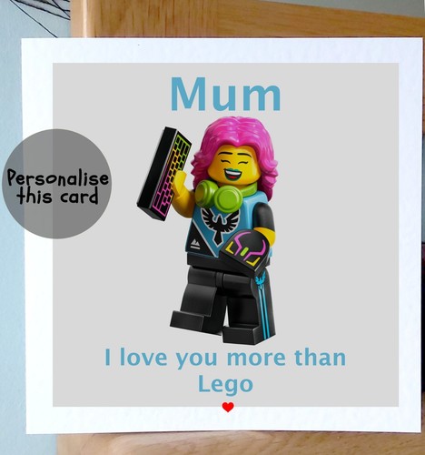 Personalised LEGO Mother's Day Funny gamer printed greetings Card mum ...