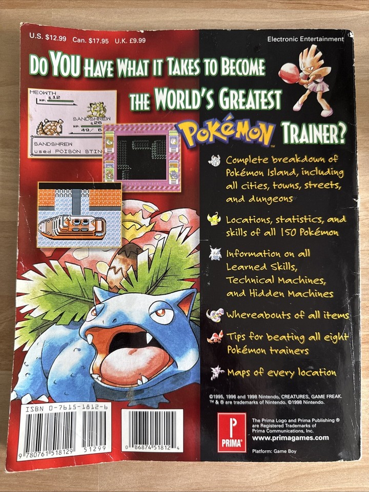 Pokémon Red and Blue Strategy Guide | eBay