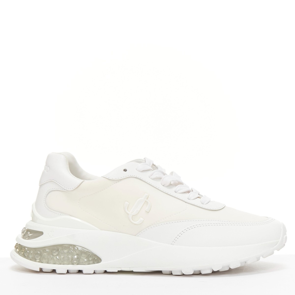 JIMMY CHOO Memphis white JC logo clear debossed crystal dad JIMMY CHOO Memphis white JC logo clear debossed crystal dad