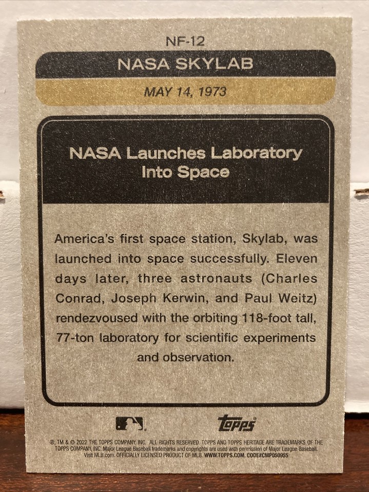 2022 Topps Heritage FLASHBACKS 1973 NASA Launches Skylab Space Station ...