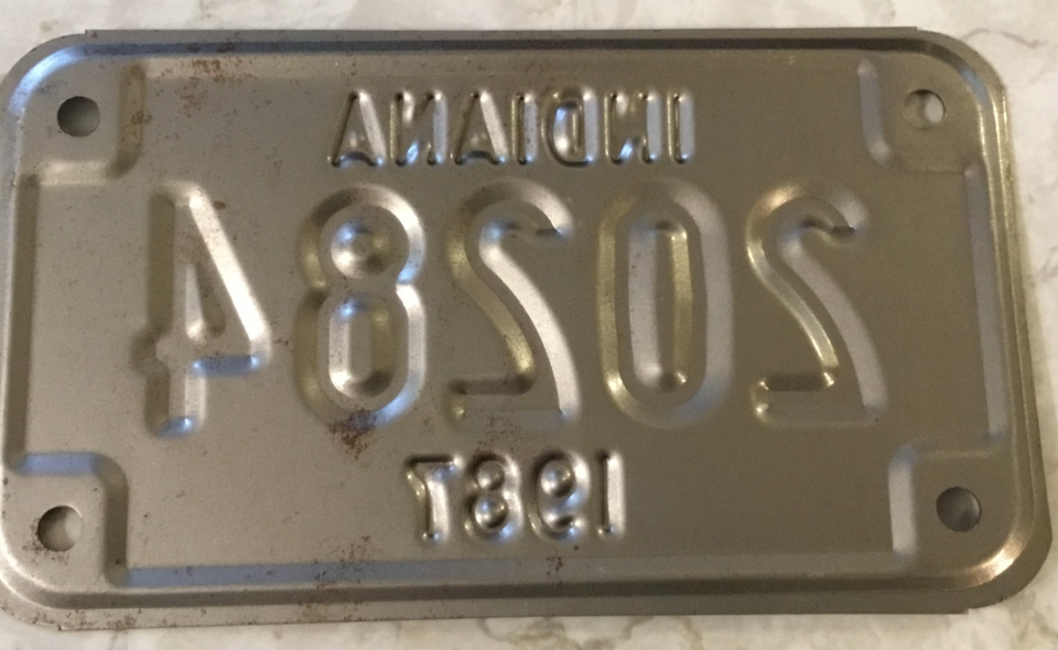 Indiana IN Motorcycle License Plate 1987 Indiana Number 20284 | eBay