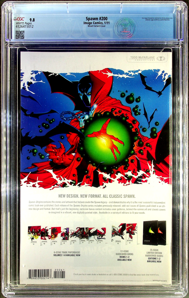 Spawn 200 (2011) CGC 9.8 NM/MT WHITE Ashley Wood Skull Cover Omega Spawn Origin | eBay