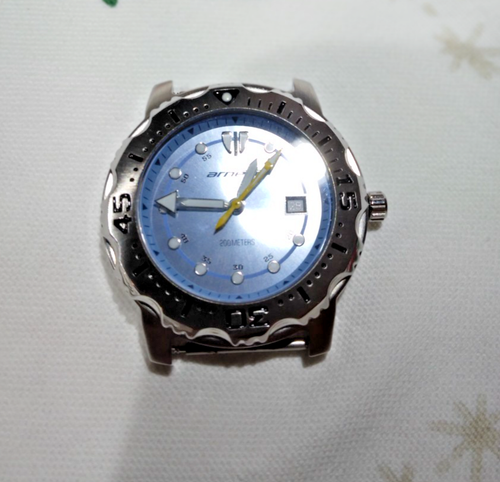 Arnette Watch Mens 41mm Stainless Steel Silver Dial Diver Date 200M ...