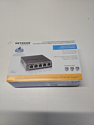 Netgear Prosafe Plus Switch, Gigabit Ethernet 5 Ports 5 X Rj-45, NEW ...