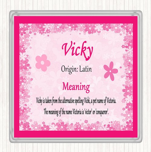 Vicky Name Meaning Drinks Mat Coaster Pink | eBay