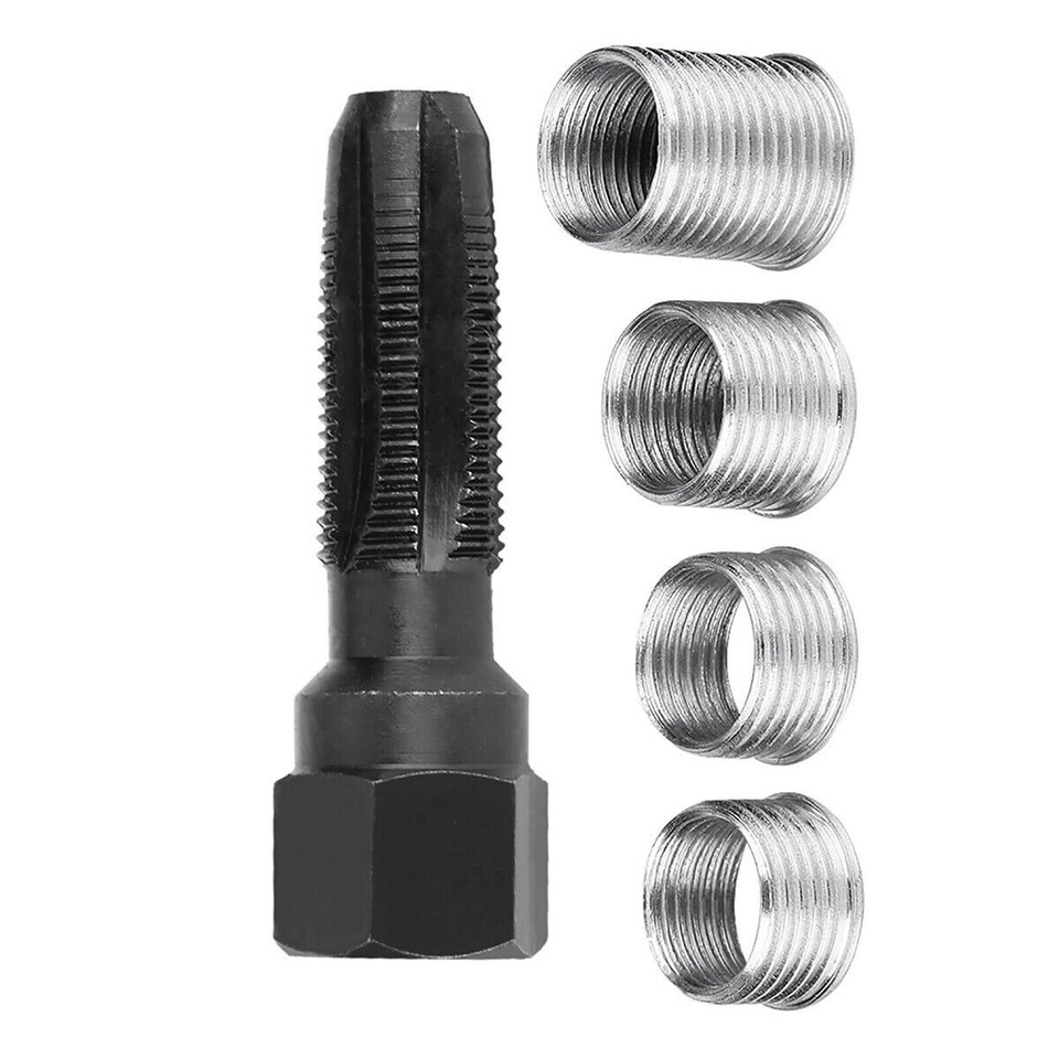 M14 x1.25 Spark Plug Rethread Thread Repair Kit Helicoil Reamer Tap w ...