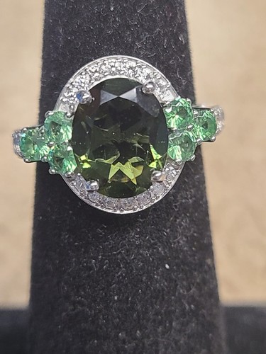 JTV Green Moldavite Rhodium Over Sterling Silver Ring 2.68ctw | eBay