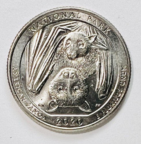 2020 D Quarter American Samoa Bat Nat Park Rare Double Die Reverse ...