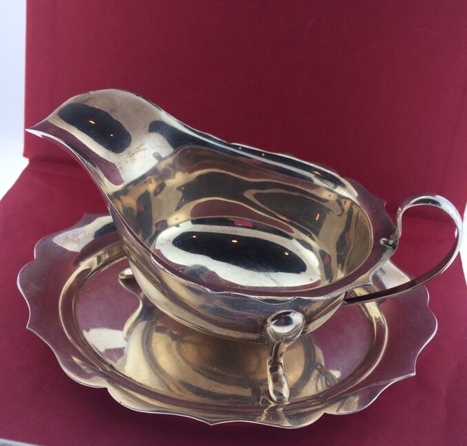 VINTAGE STERLING SILVER SHEFFIELD CREAMER SET WITH TRAY MADE IN ENGLAND ...