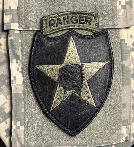 US Army 2nd Infantry Division Patch/Ranger Tab w/ Hook Black/OD Green ...