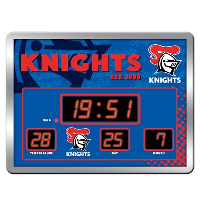NRL LED Scoreboard Clock - Newcastle Knights - 45x33cm - Time Temp Date ...