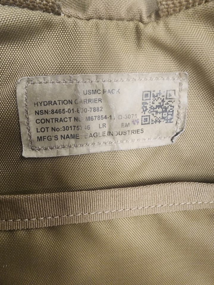 USMC EAGLE ISSUE COYOTE FILBE HYDRATION CARRIER BAG BACKPACK NO BLADDER ...