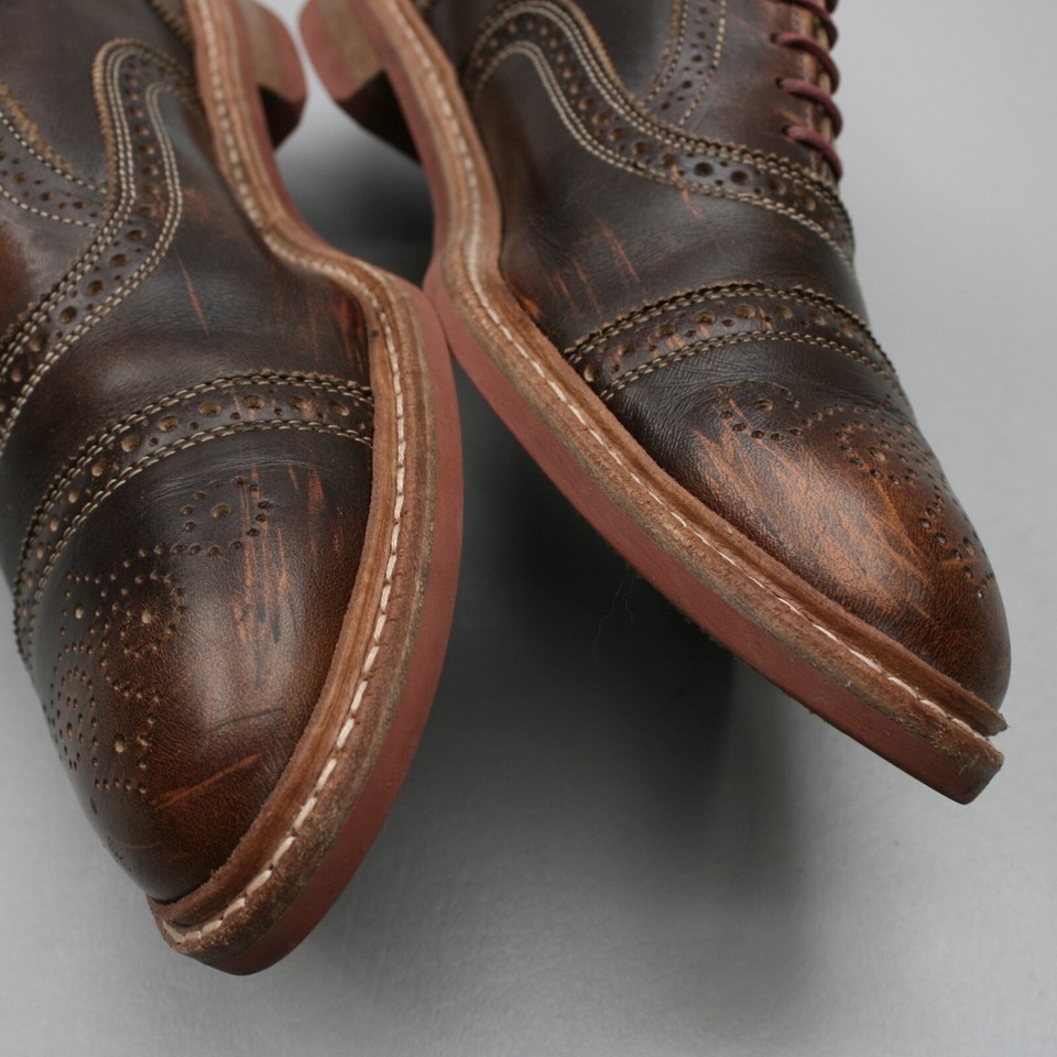 Allen Edmonds Men's 12 Strandmok Brown Leather Cap-Toe Oxfords Dress ...