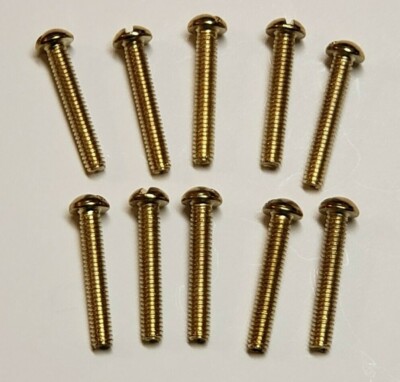SET OF 10 STEEL 1" LONG BRASS PLATED CEILING CANOPY SCREWS 8/32 THREAD ...