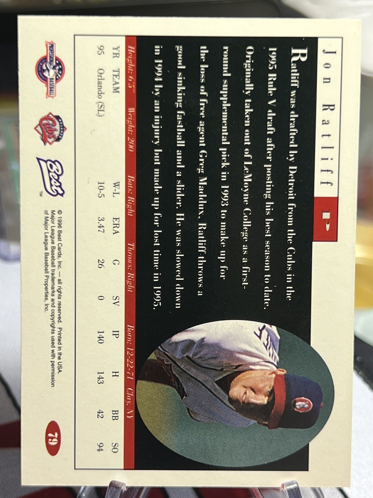 1996 Best #79 Jon Ratliff Orlando Cubs Baseball Card Signed Auto | eBay