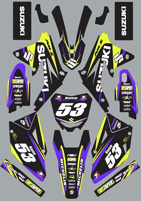 Purple Yellow Graphics for 2008-2017 Suzuki RMZ450 RMZ 450 Shroud Decal ...