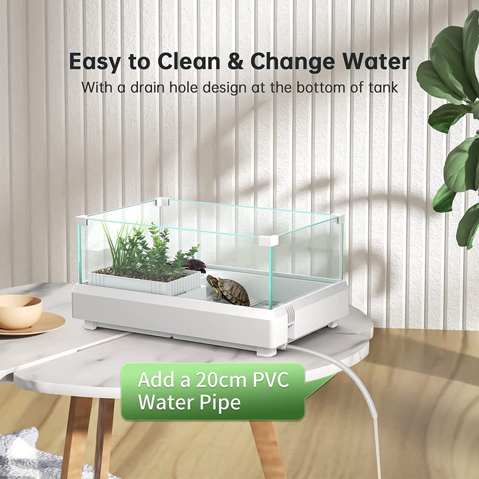 Glass Turtle Tank Aquarium Turtle Habitat Bottom Drain Design | eBay