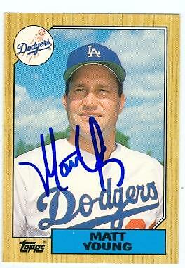 Matt Young autographed baseball card Los Angeles Dodgers 1987 Topps ...