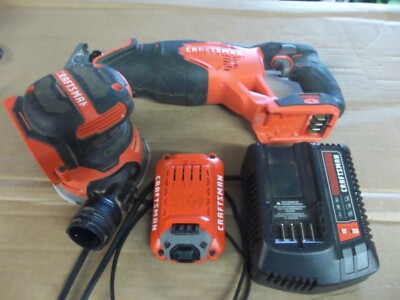 Craftsman Cmcs300 20v Recipocating saw & cmcw220 20v palm sander w/ 2 ...