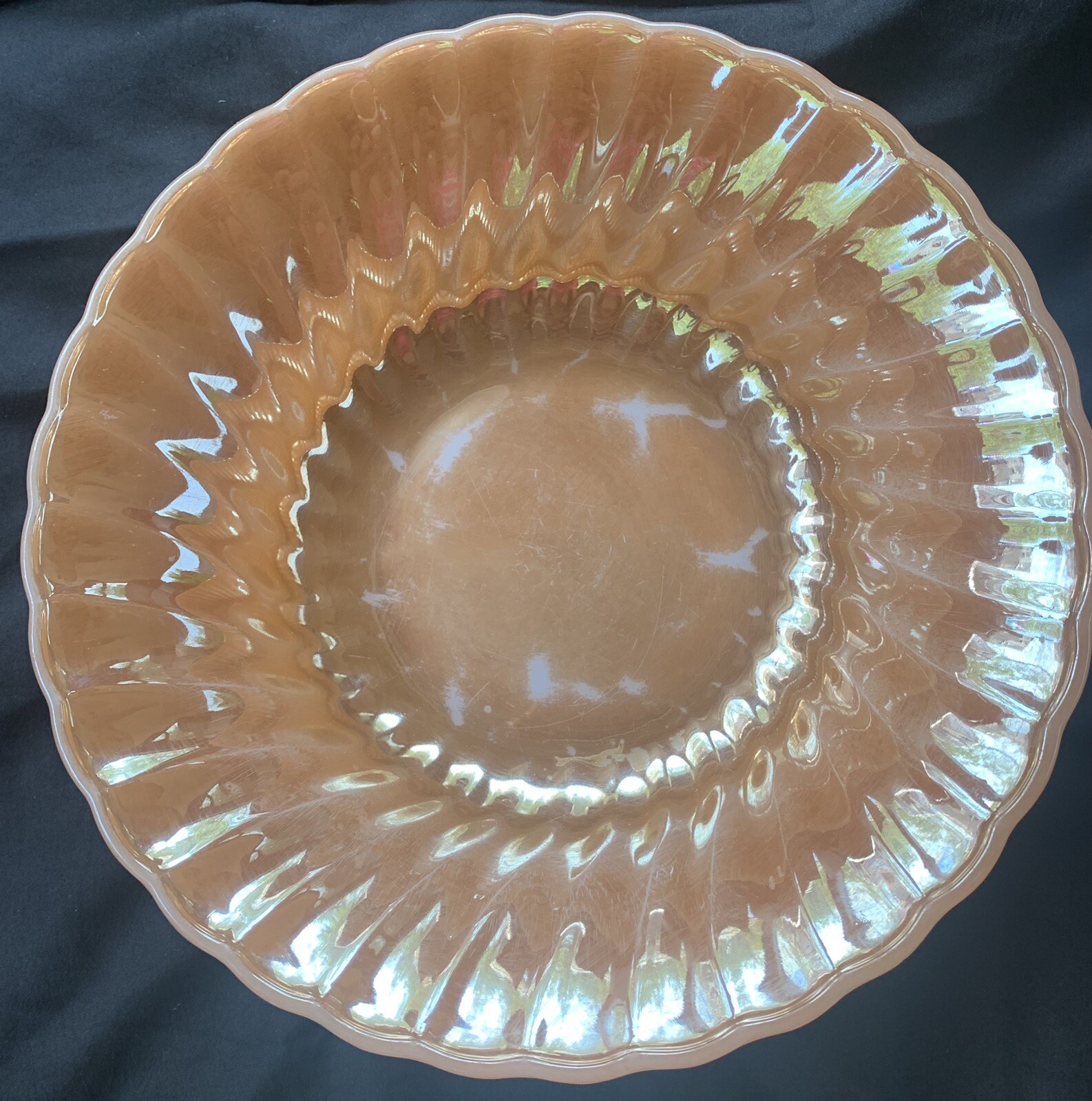 Vintage Fire King Peach Luster Ware Lusterware Swirl Serving Bowl Dish ...