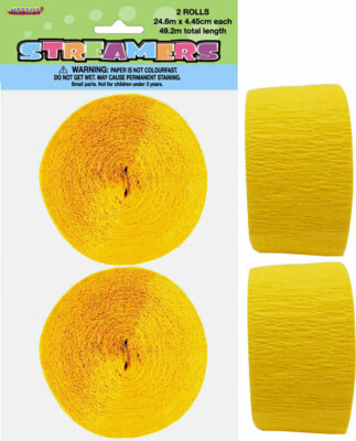 2 Crepe streamers - Sun Yellow | eBay Australia