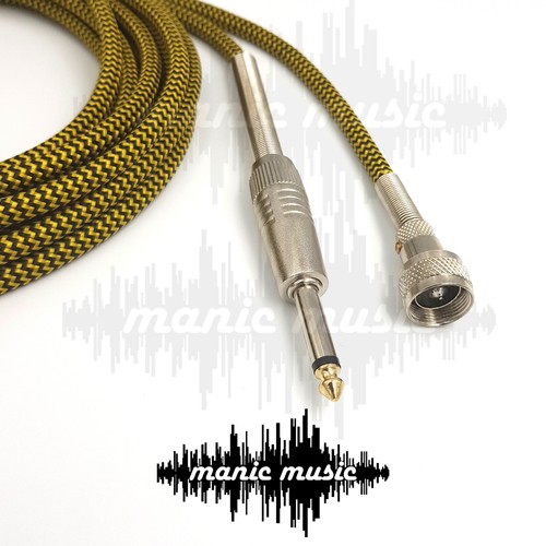 Vintage Microphone Cable Mic Cord Screw-On Connector to 1/4 jack Tweed ...
