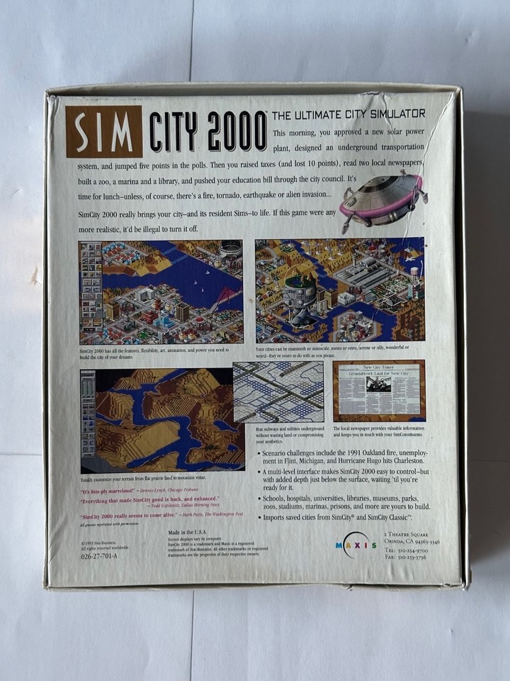SimCity 2000 vintage Mac game (box, floppies, manual) | eBay