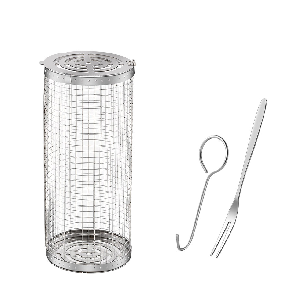 Cylinder Wire Mesh Grill Basket Stainless Steel Barbecue Cage Cookware ...