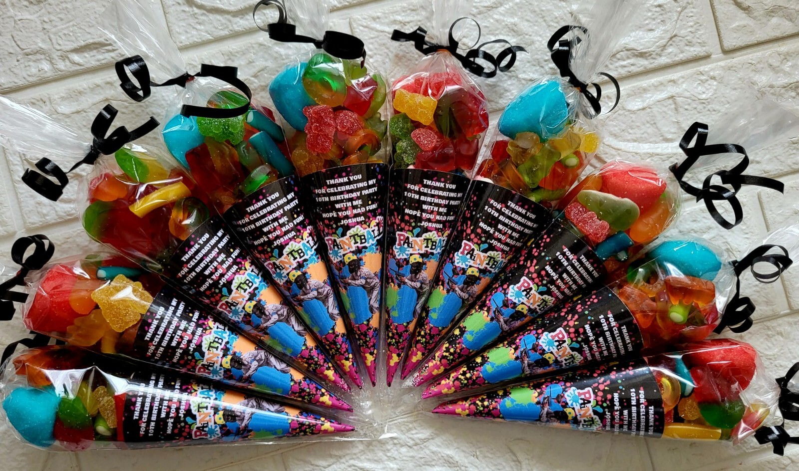 1 x PAINTBALL PERSONALISED SWEETCONE PARTY BAG FAVOUR BOY GIRL BIRTHDAY ...
