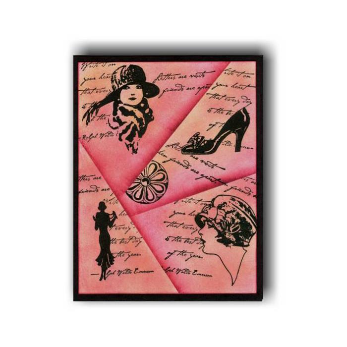 Flapper Profile sm. mounted rubber stamp, art deco lady, woman, people ...