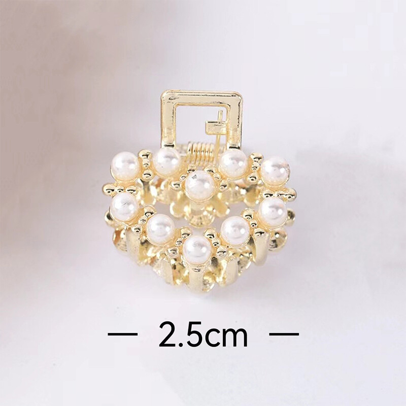 Mini Pearl Hair Claw For Women Girls Retro Rhinestone Flower Crab Claw ...