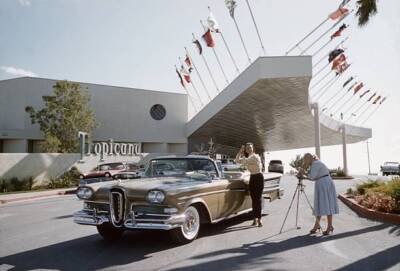 Actress Model Kitty Dolan Poses Next To A 1958 Ford Edsel 1958 OLD ...