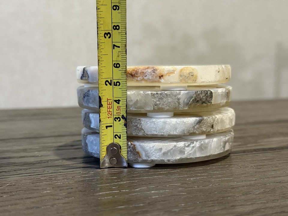 Threshold by Target Set of 4 Round Stone Salt Agate Coasters Off-White ...
