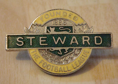THE FOOTBALL LEAGUE STEWARD Badge Brooch pin 41mm x 26mm Undated Yellow ...