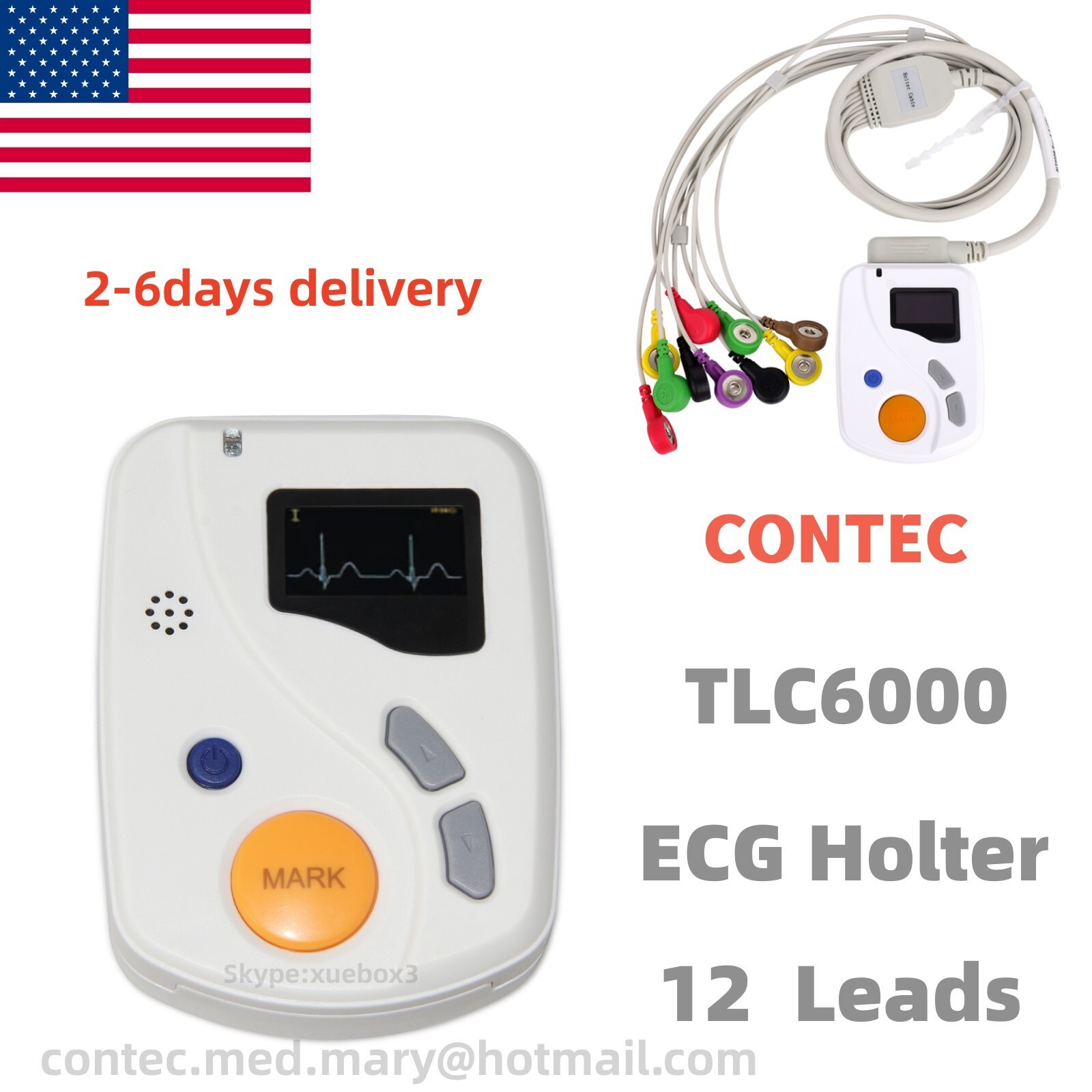 TLC6000 portable 48 Hours Recorder Dynamic ECG Systems 12 Leads ECG Holter | eBay