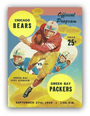 Vintage Football Program Front Page Re-Print 5x7 - Bears Vs. Packers ...