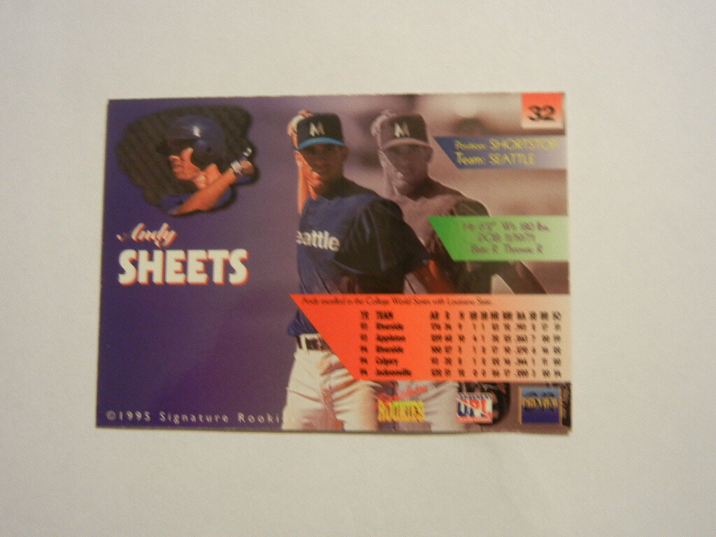1995 Signature Rookies - Previews Signatures #32 Andy Sheets /6000 (AU ...