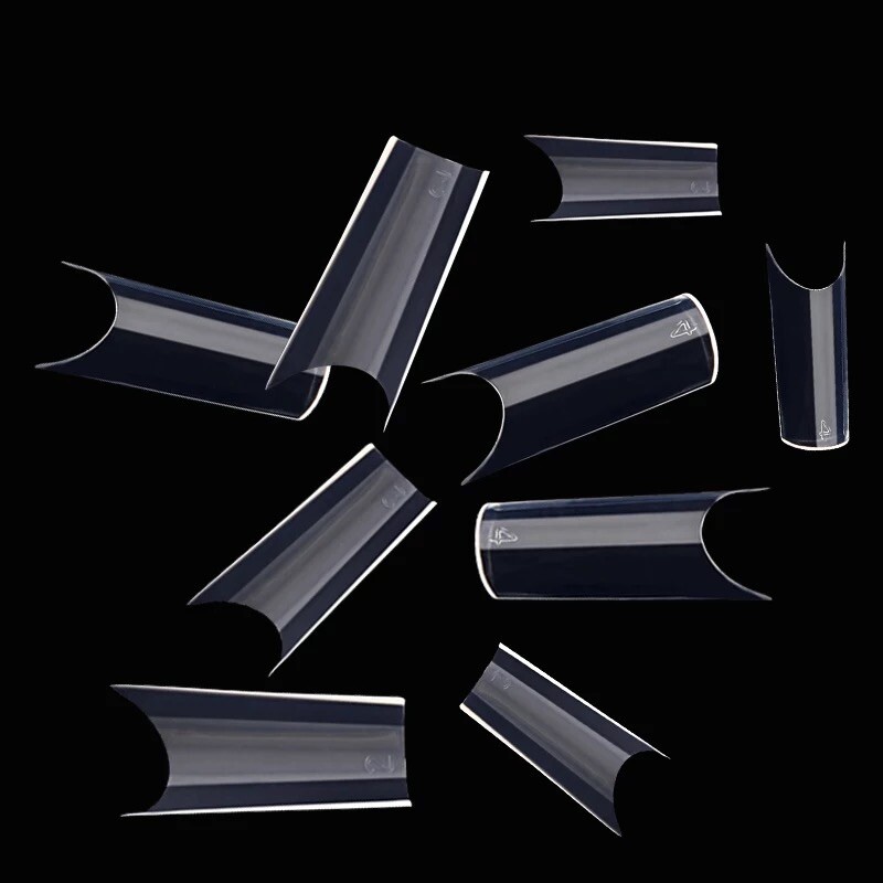 550 Pcs Extra Long C Curve Tapered Square False Nail Tips Acrylic Half ...