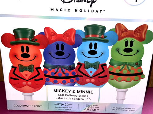 New DISNEY MICKEY MINNIE LED PATHWAY STAKES GEMMY COLORMORPHING ...
