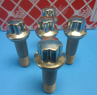 5 Mercedes Wheel Bolts Replace OEM # 0009905407 CHROME Made in Germany ...