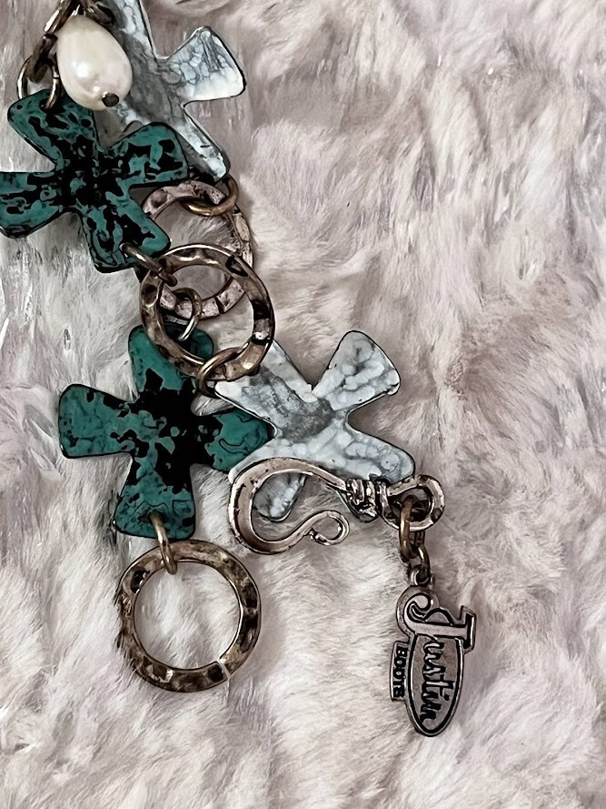 Justin Boots Charm Bracelet Western Crosses TQ Rodeo Ready | eBay