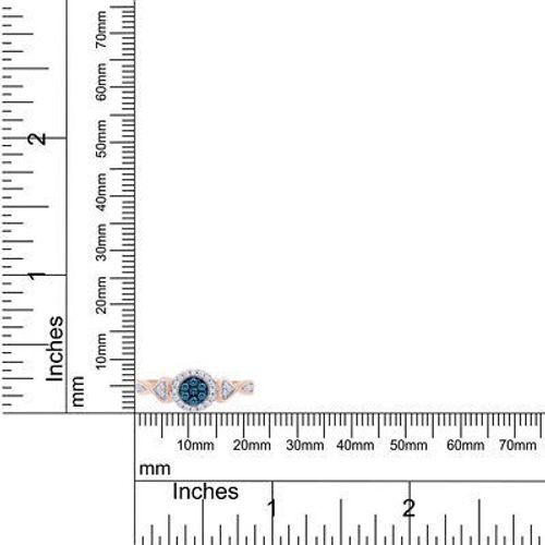 1/10 Ct Round Blue & White Real Diamond Promise Ring For Women's 14K ...