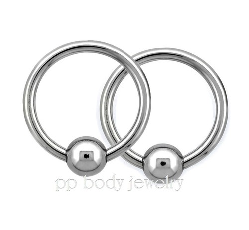 Pair 14g 7/16" 316L Surgical Steel Captive Bead Ring Nipple Labret ...